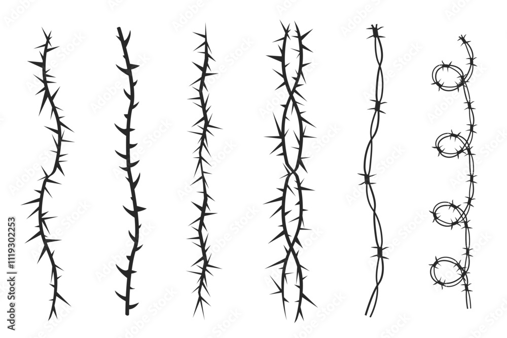 Thorn stem vine plant with spikes simple border y2k creepy branch ...