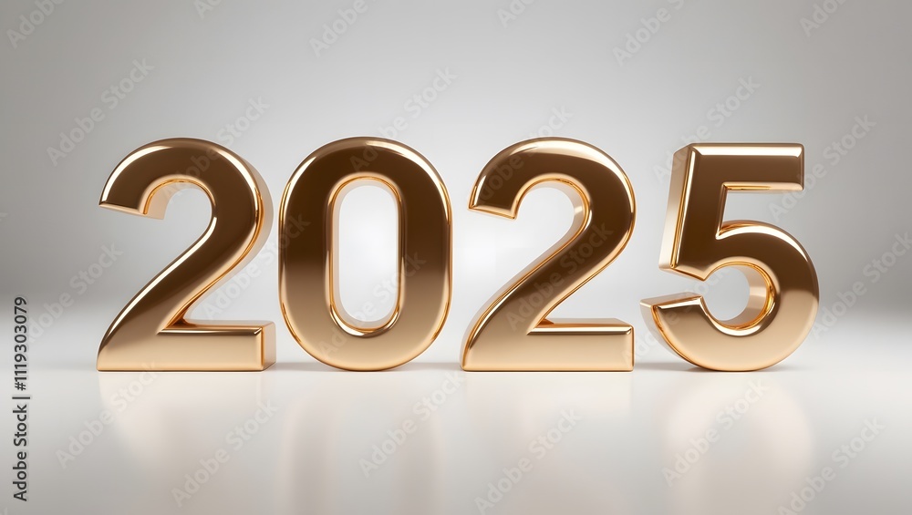 Happy New Year 2025, Beautiful 2025 Numbers Made of Luxury Golden on a ...