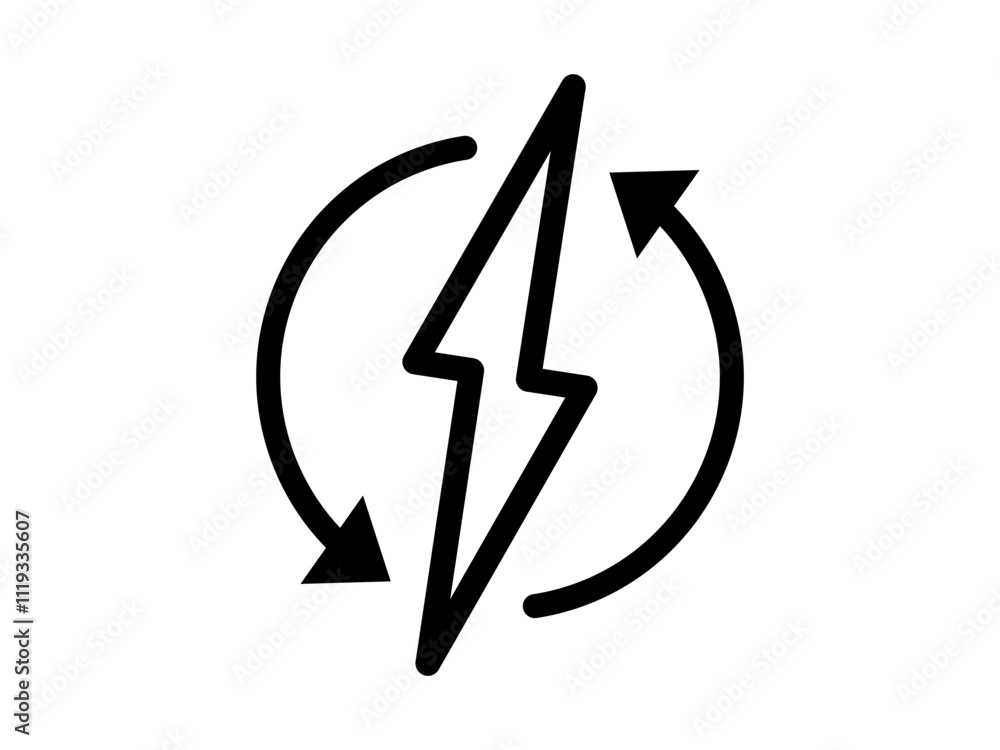 regenerative energy, looping energy icon, flat style pictogram icon for ...