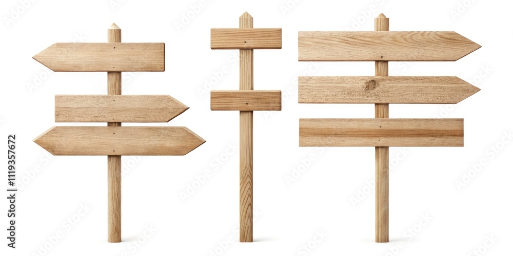 Wooden Signpost, Rustic Directional Signs, Simple Flat Illustrations ...