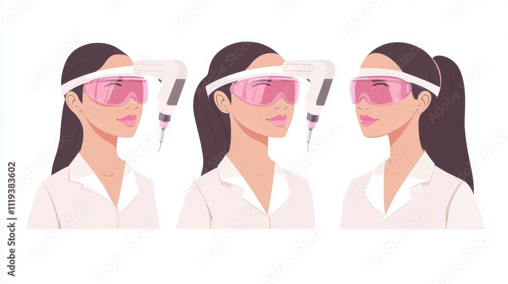 Infographic-style image showing the process of laser epilation, step by ...