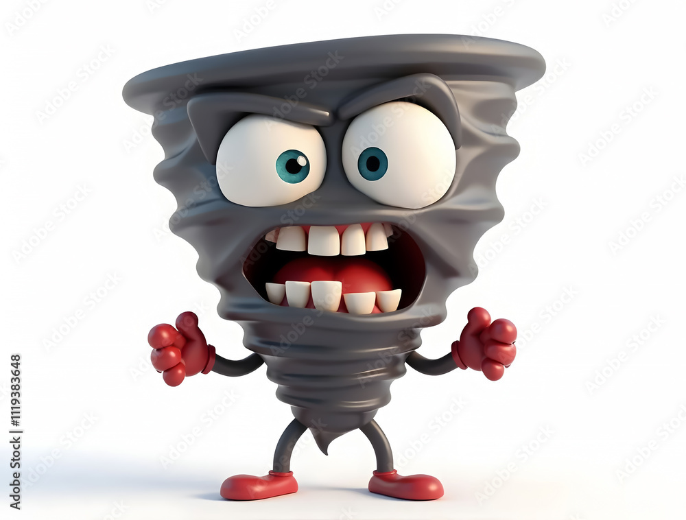 Cyclone Cartoon Character in 3D with Fierce Expression – Ideal for ...