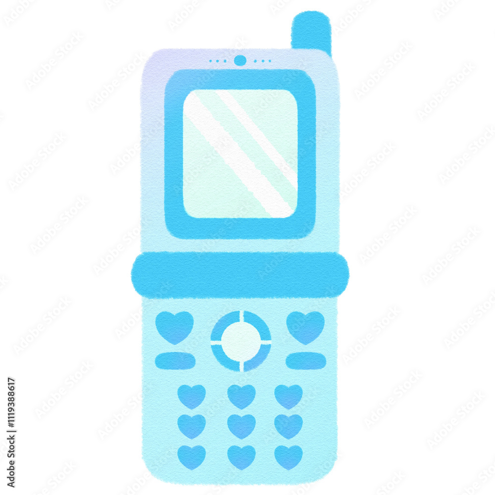 Vaporwave Blue Cell phone Retro style 90s 80s clipart isolated ...