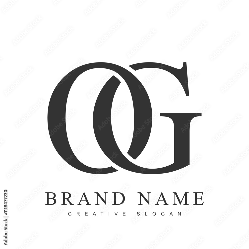OG trendy logotype template. Initial letter o and g classic font style ...