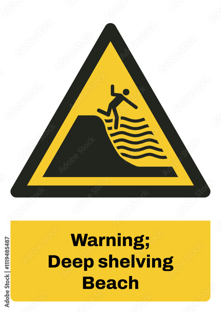 ISO warning safety signs sentence case text_warning ; deep shelving ...