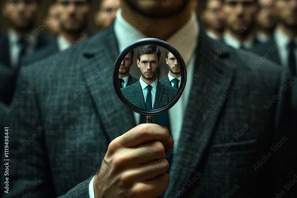 Human Resources concept illustration featuring a magnifying glass ...