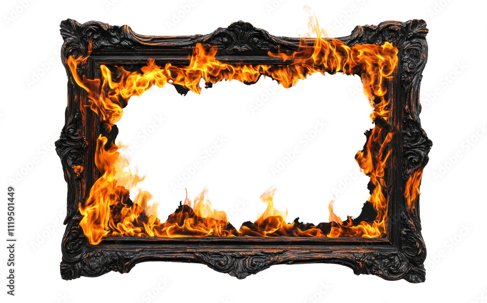 burning photo frame isolated on transparent background Png Stock Photo ...