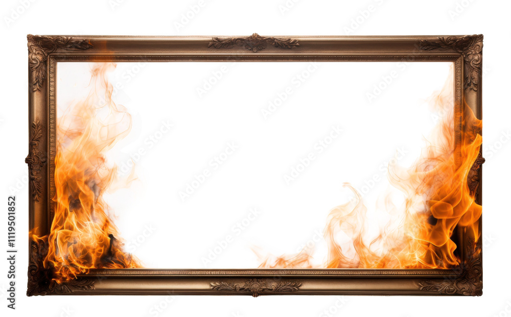 burning photo frame isolated on transparent background Png Stock Photo ...