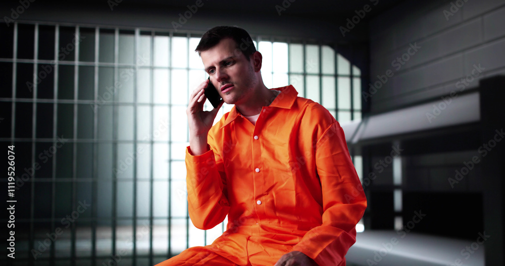 Prisoner Behind Bars In Jail Cell. Crime Punishment Stock Photo | Adobe ...