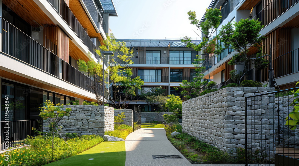 Exterior design of auxiliary facilities in a Korean apartment complex ...