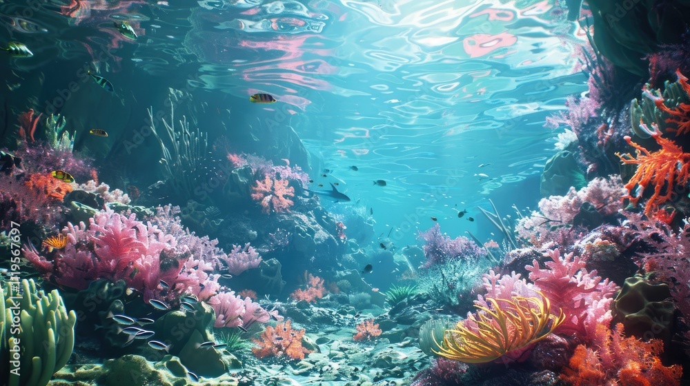 Stunning underwater landscape of coral reefs with rich marine ...