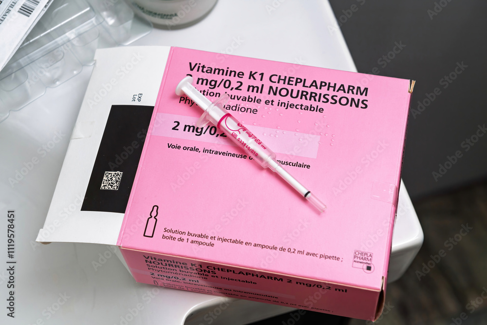 Paris, France - Dec 2, 2020: Box of Cheplapharm Vitamin K1 for infants ...