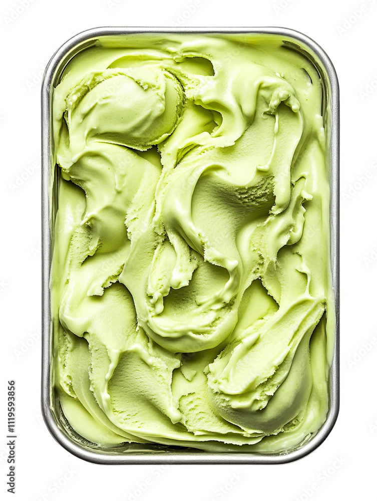 Extreme top view of hyper-realistic key lime pie gelato ice cream ...