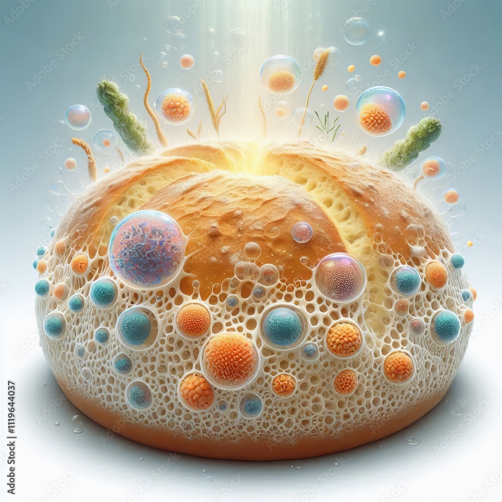 Bread Rising Depict the yeast cells producing carbon dioxide bub Stock ...