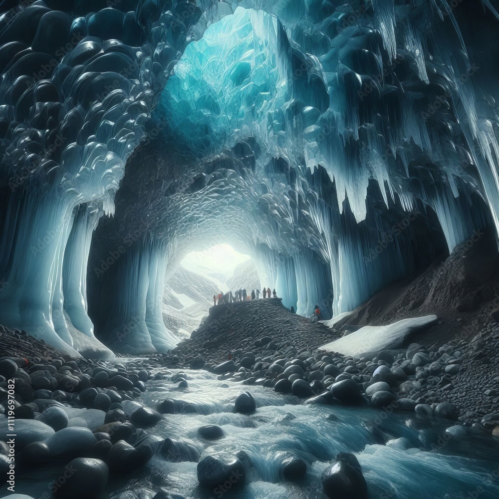 Ice cave A rare photograph of an ice cave taken using specialize Stock ...