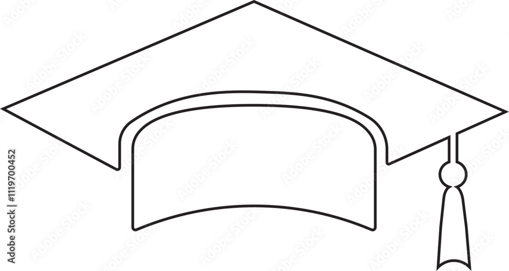 Graduation cap icon glyph version, student hat line vector sign ...