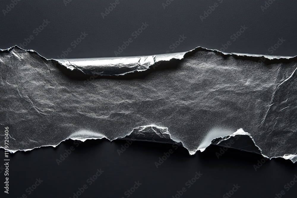 silver ripped paper with black dop background for your design ...