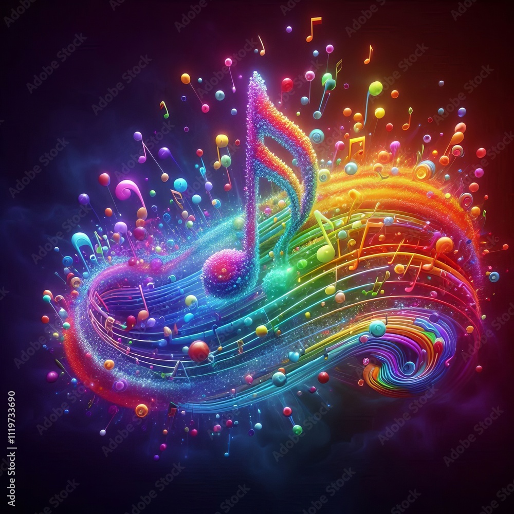 Stock-Illustration „Rainbow Music Notes Music notes rendered in a ...