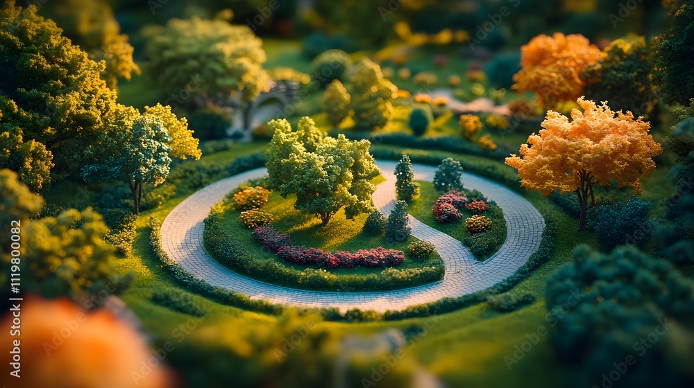 Ilustración de Stock Aerial photograph of a miniature architectural ...