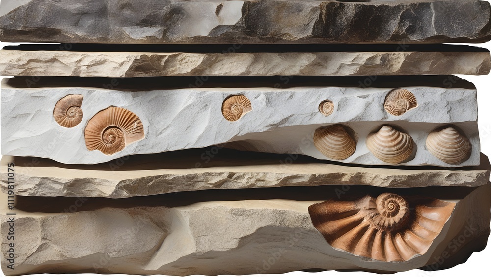 Sedimentary Rock Fossilization with Ancient Shells and Plant Imprints ...