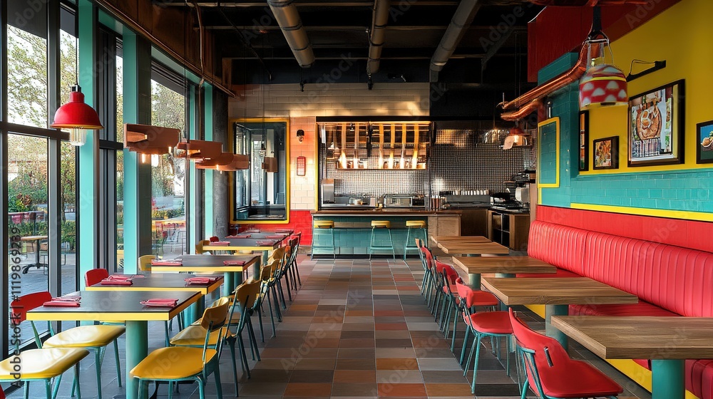 Conceptual foodcourt designs, vibrant interiors, functional layouts ...