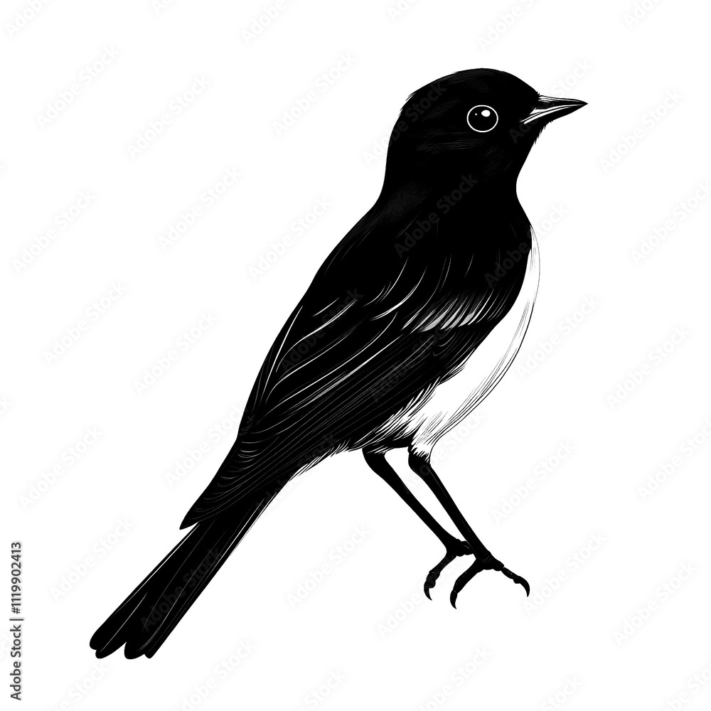 2D full body illustration full body shot of a nightingale silhouette ...