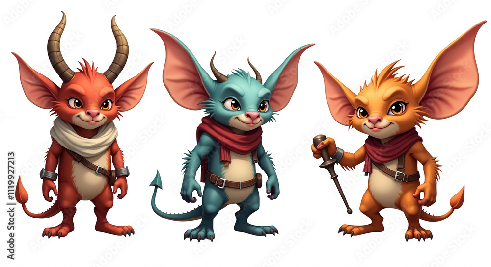 Fantasy Creature Trio Illustration with Transparent Background for ...