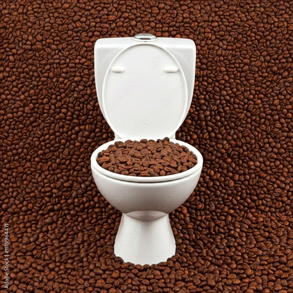 Photo of restroom symbols made from coffee beans on a white background ...