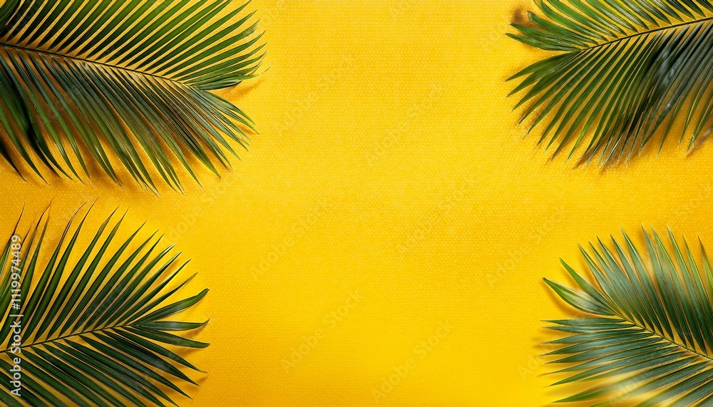 tropical vacation and beach sand theme yellow background in pop art ...
