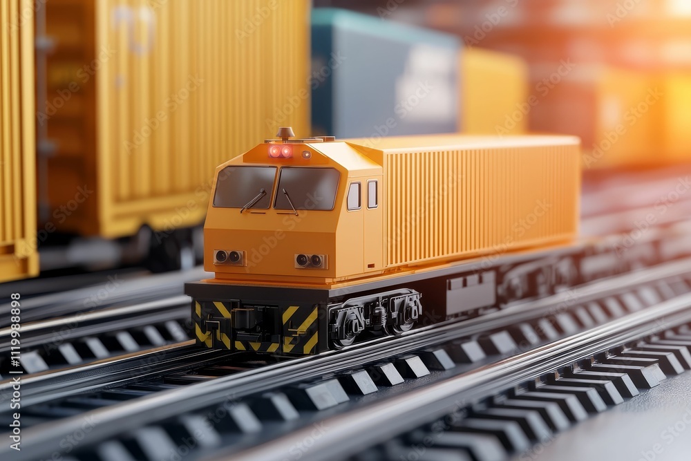 ai neural networks optimization concept, A miniature orange train with ...