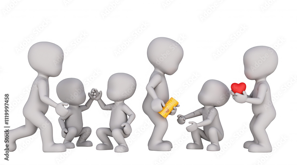 3D Stick Figure Characters on Transparent Background for Design and ...