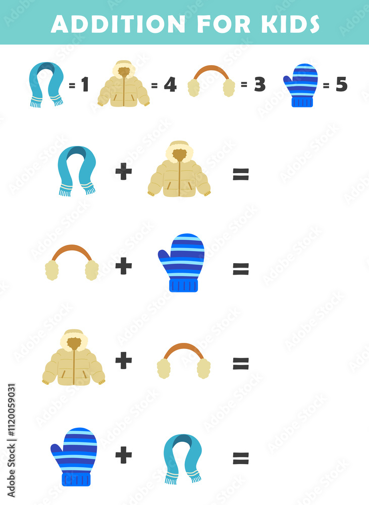 Winter activity sheet. Addition for Kids. Fun Math Logic Puzzles for ...