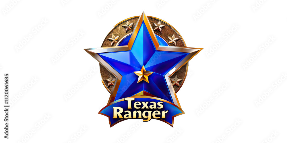 Texas Ranger badge with a star and "Texas Ranger" inscription, for law ...