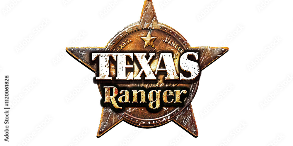 Ilustración de Stock Texas Ranger badge with a star and "Texas Ranger ...