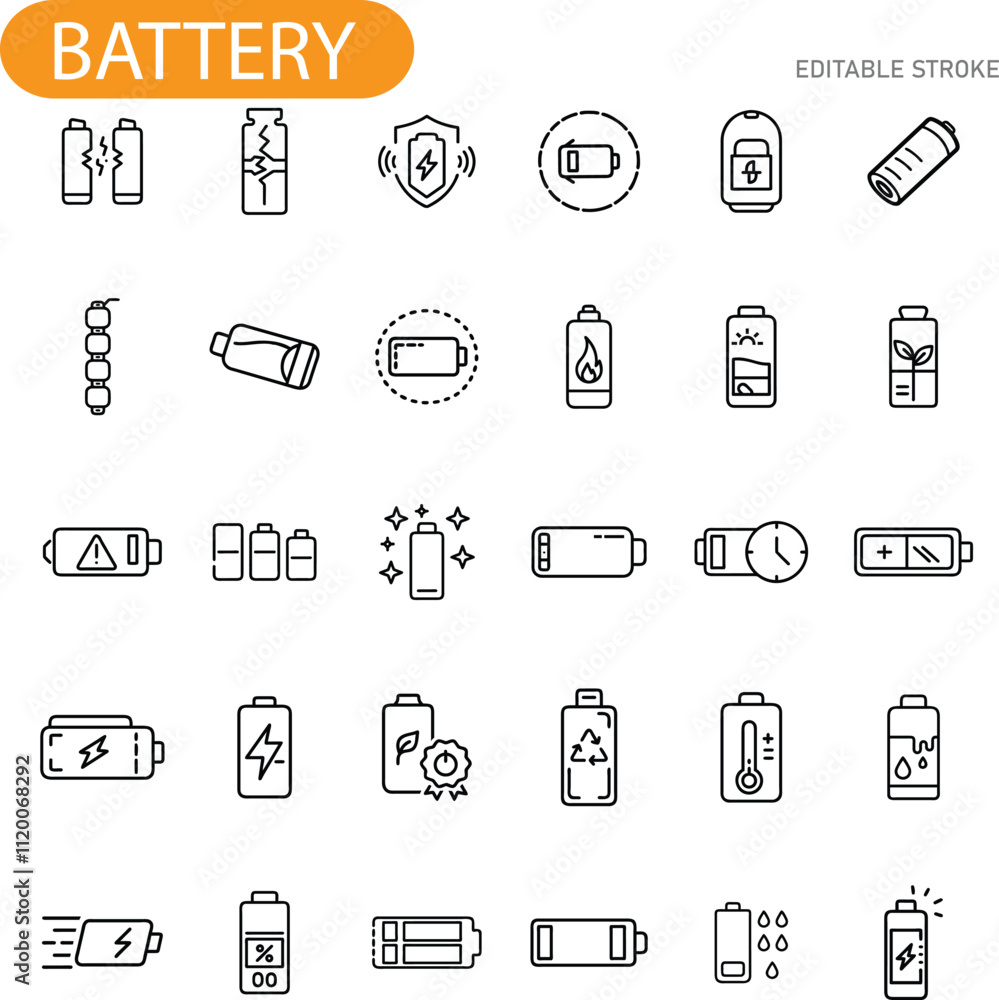 Battery Icons Charging, Discharging, Levels, Types, and Safety Stock ...