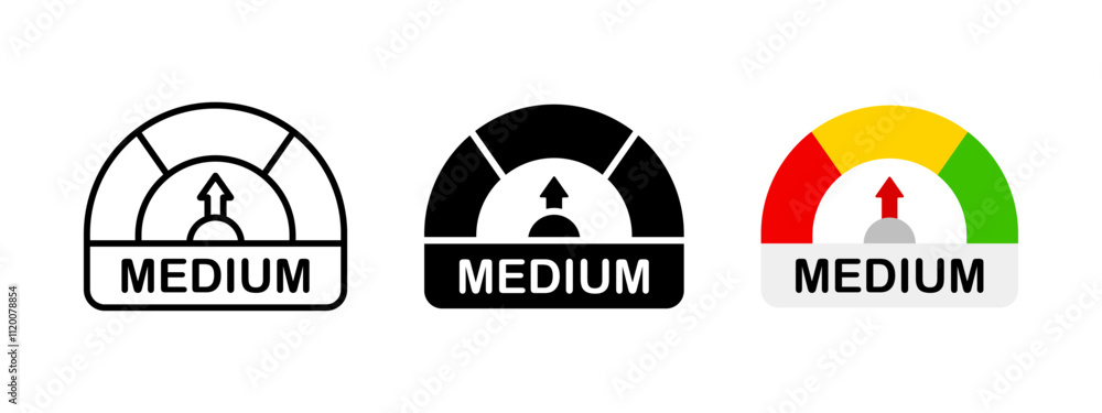 Vector de Stock Medium power level indicator icon set. Mid performance ...