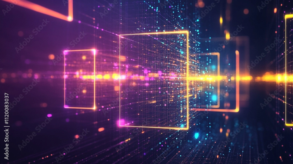 digital colorful line 3d technology flow chart management connected lab ...