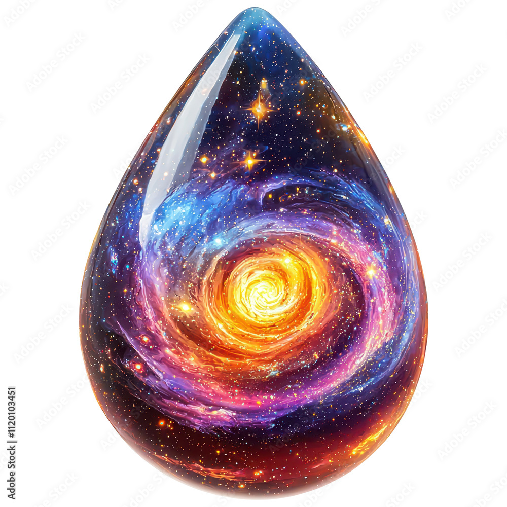 Teardrop shaped cosmic swirl with galaxy and stars clipart on ...