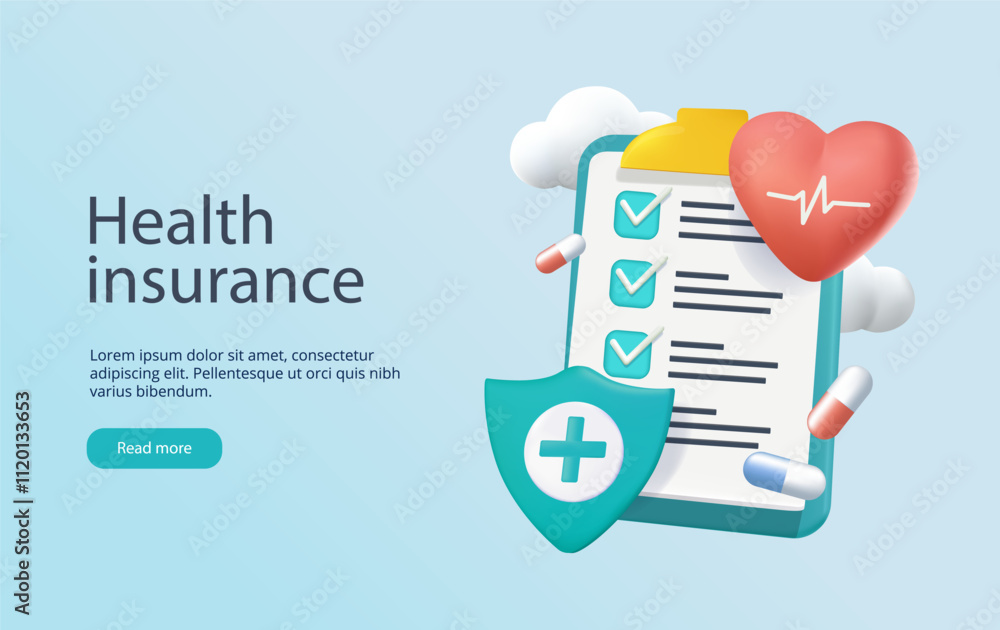 Health insurance banner design. Life insurance and family health care ...