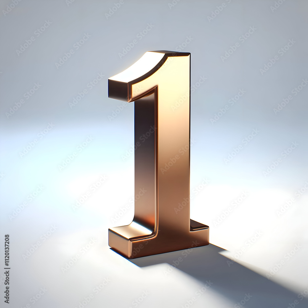 3d bronze number 1 isolated Stock Illustration | Adobe Stock