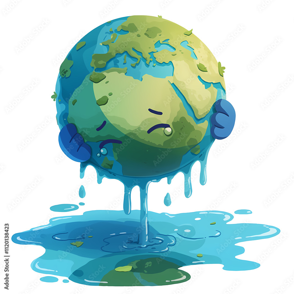 earth in the rain,A cartoon illustration of the Earth with tears and ...