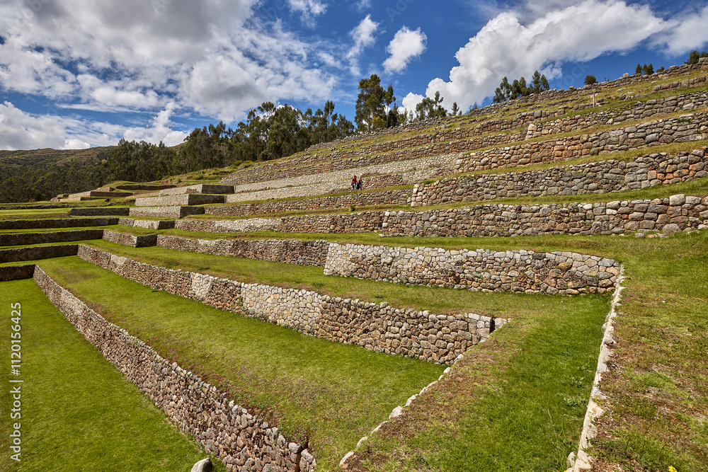 Walking through history at the Chinchero Inca terraces.These ancient ...