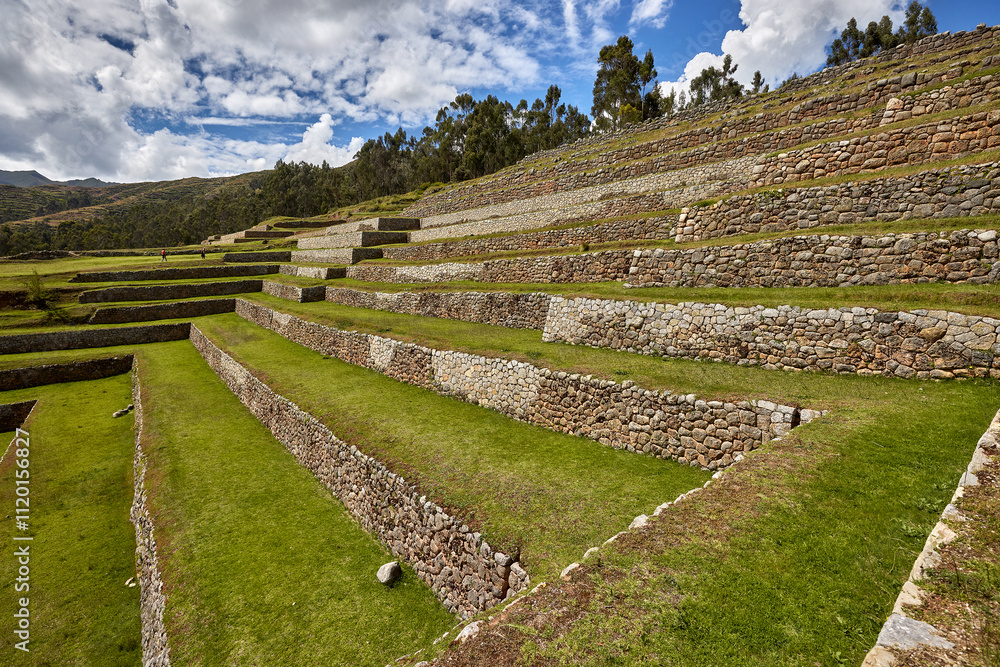 Walking through history at the Chinchero Inca terraces.These ancient ...
