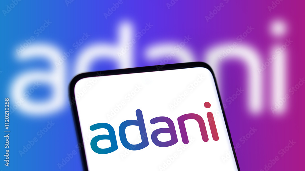 Dhaka, Bangladesh- 0 Dec 2024: Adani logo is displayed on smartphone ...