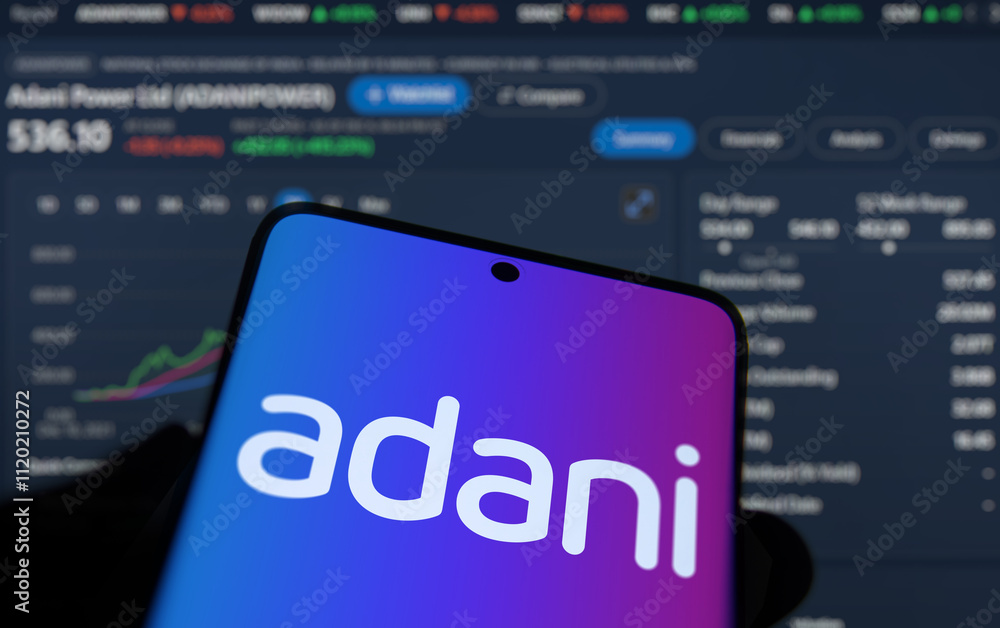 Dhaka, Bangladesh- 0 Dec 2024: Adani logo is displayed on smartphone ...