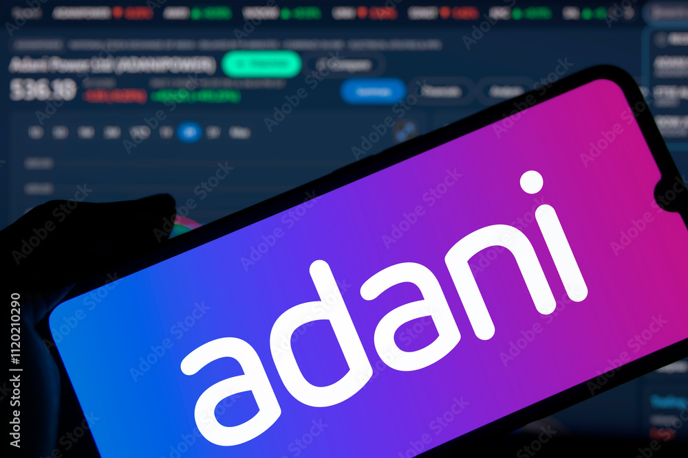 Dhaka, Bangladesh- 0 Dec 2024: Adani logo is displayed on smartphone ...