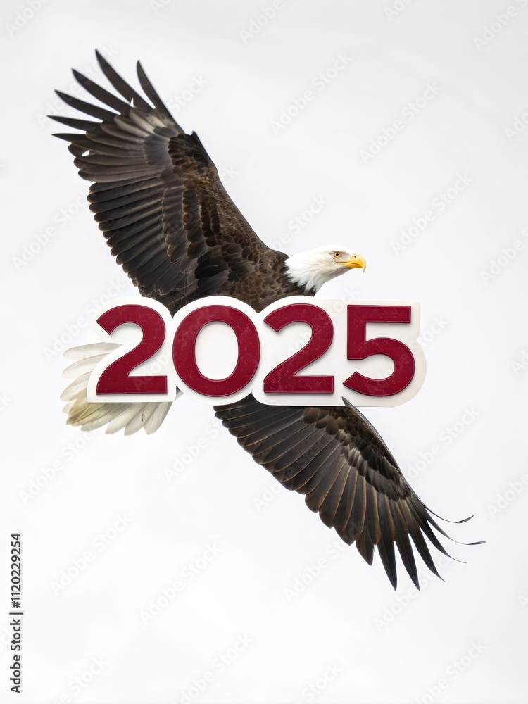 Majestic Eagle Soaring into 2025 - A powerful eagle flies gracefully ...