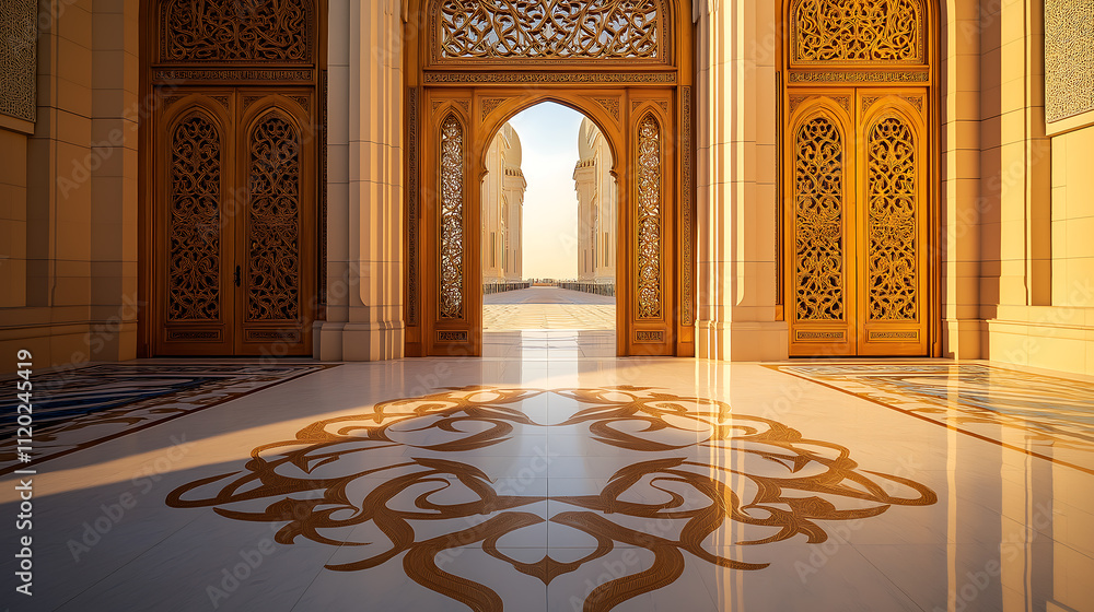 entrance of a masjid, masjid interior for islamic background ...