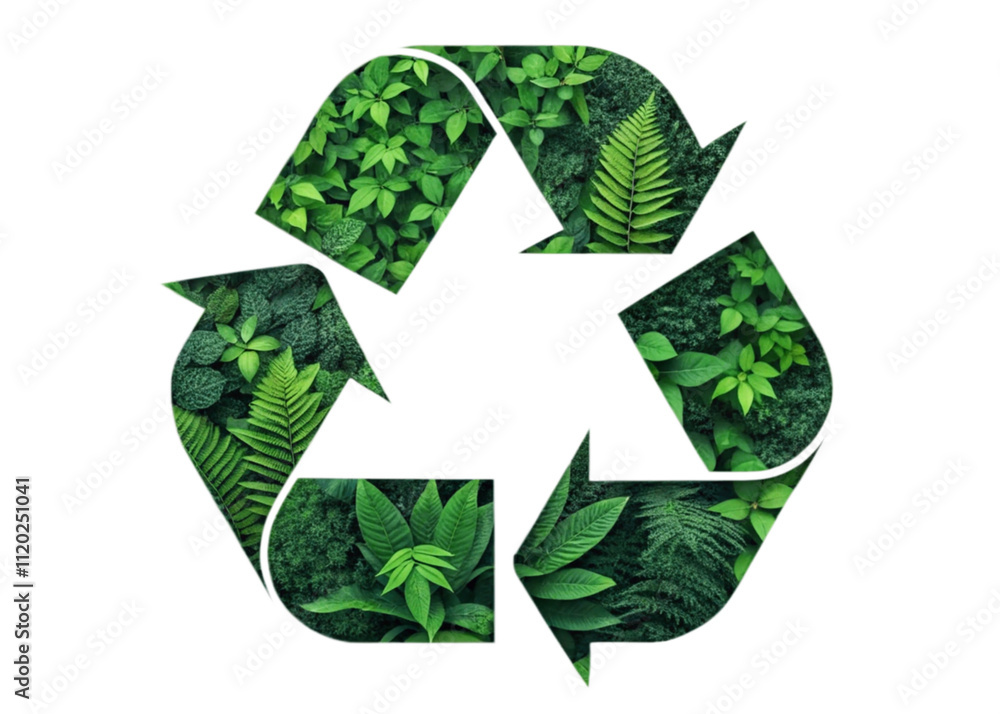 Green Recycle Symbol isolated on white : Nurturing Our Planet, One Leaf ...