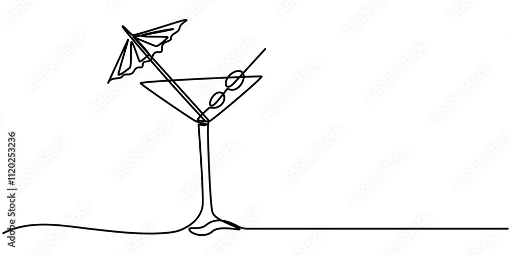 Continuous One Line Drawing Beverages Icons Concept. Single Line Vector ...